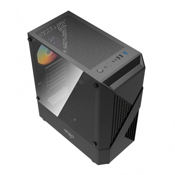 GABINETE GAMER ATX AIGO MID TOWER C/ LATERAL VIDRO - PRETO A01
